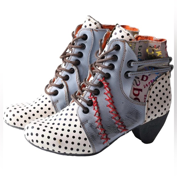 Amazon | Shoes | Tma Eyes Polka Dot Leather Boots New | Poshmark